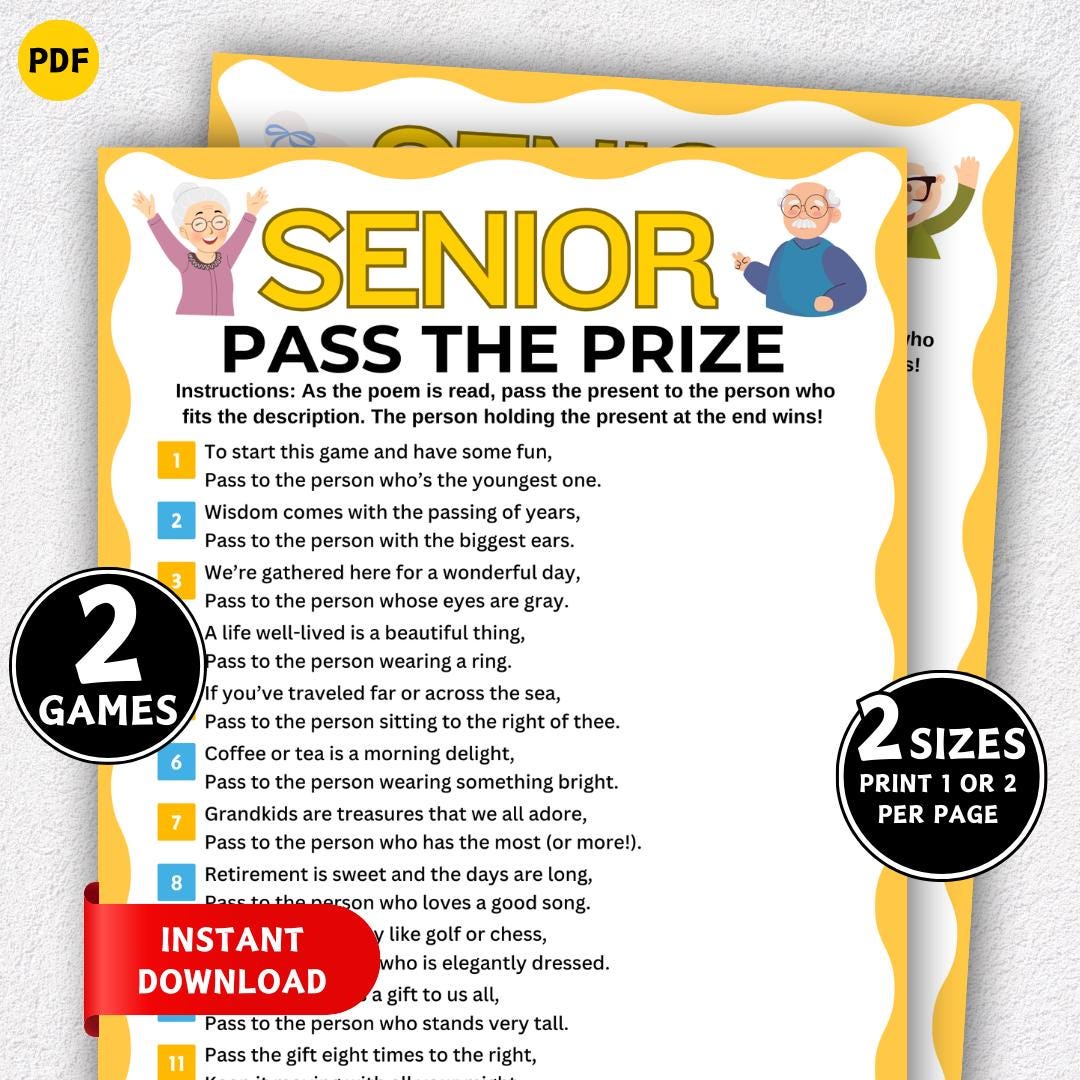 Senior Pass the Prize Game, Pass the Present Game, Games for Senior ...