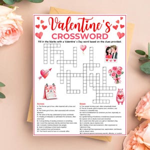 Printable Valentines Day Crossword Puzzle, Valentine Party Game for ...