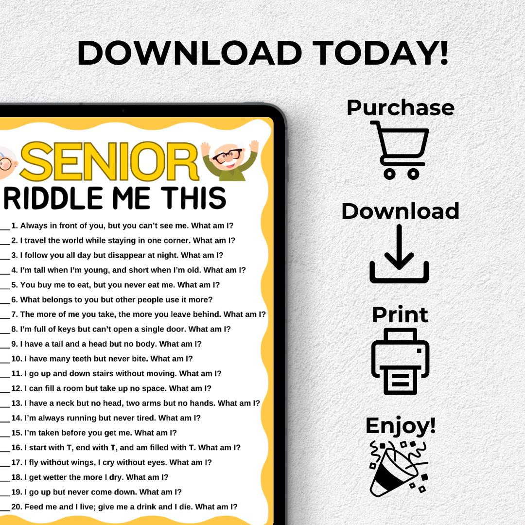 Senior Riddles Game, Senior Party Games, Riddle Quiz, Games for Senior ...