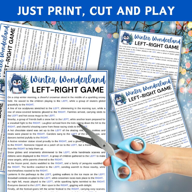 Winter Left Right Game, Winter Printable Games for Kids Teens Adults ...