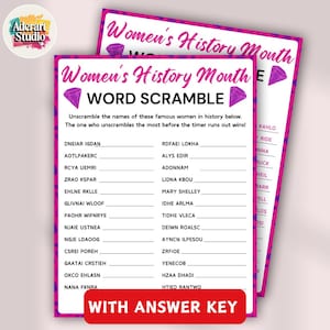 Women's History Month Word Scramble, Famous Women Game, Scramble Game ...