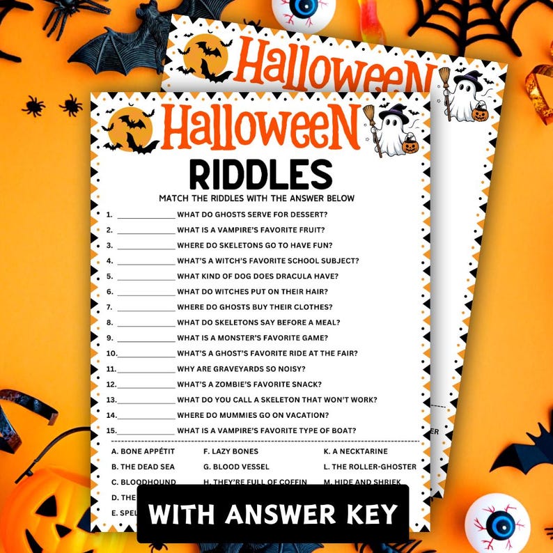 Halloween Riddles Game, Halloween Riddle Me This Game, Halloween Party ...