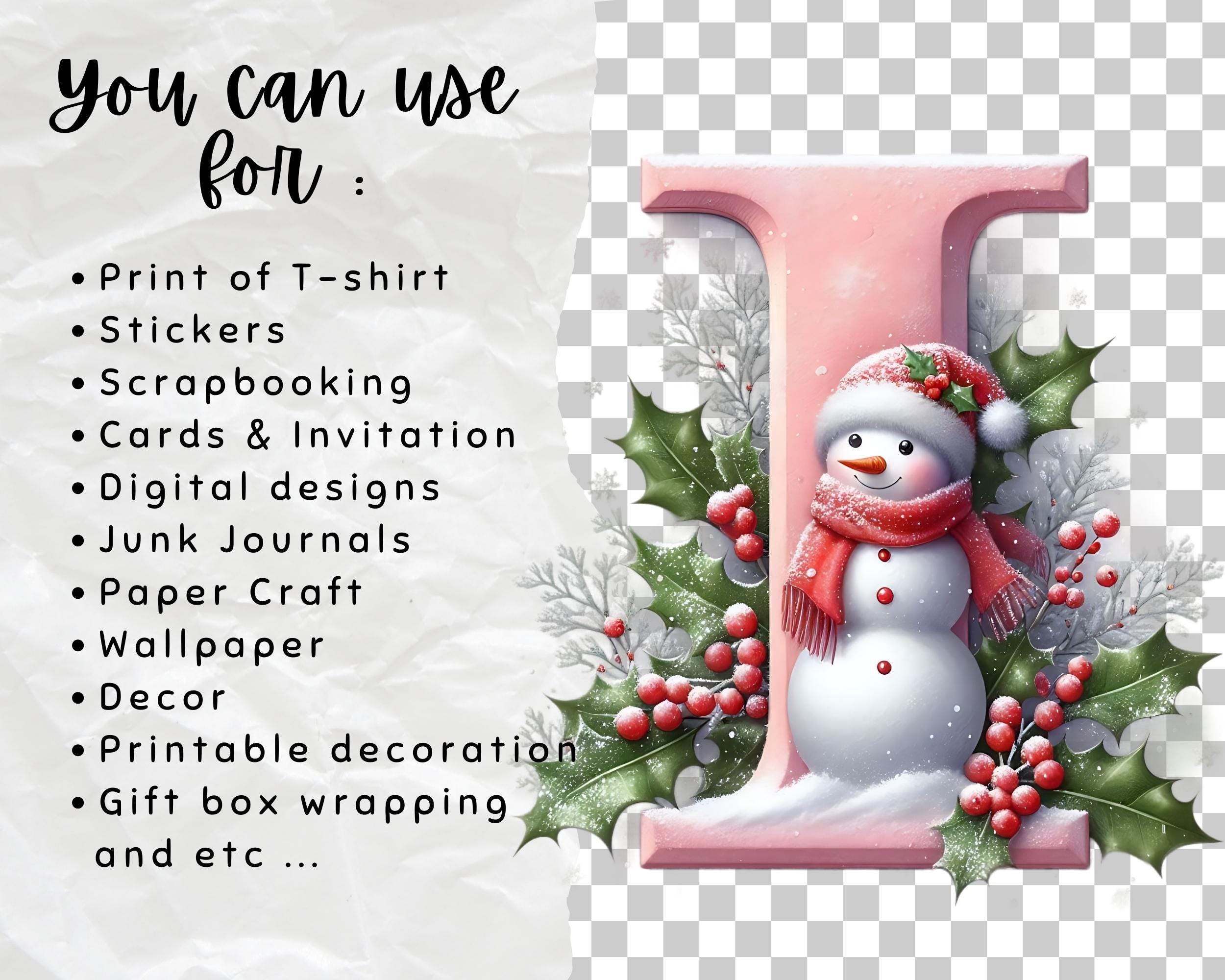 Girly Pink Christmas Snowman Alphabet Clipart Bundle, Christmas Letters ...
