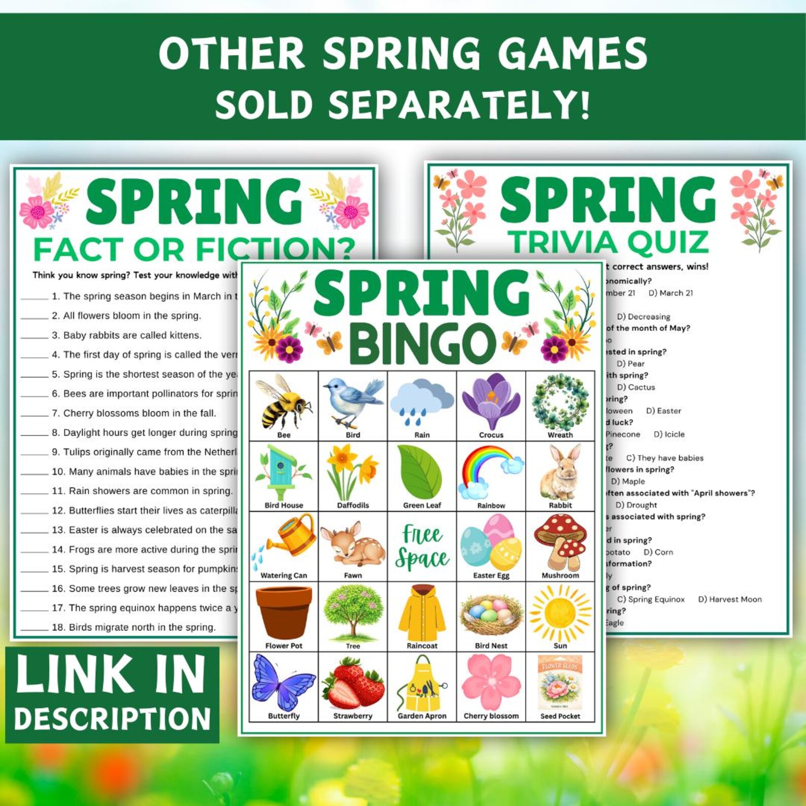 Spring Trivia Game, True or False Game, Printable Spring Party Games ...