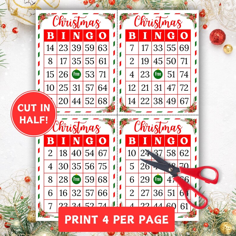 60 Christmas Bingo Cards, Christmas Activity, Christmas Games ...