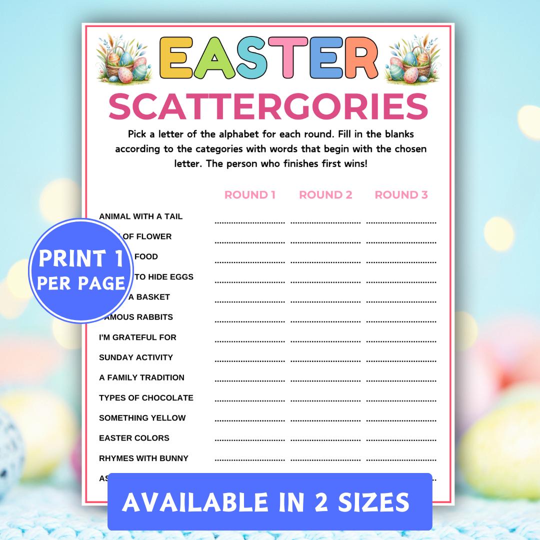 Easter Scattergories Game, Printable Easter Games, Category Challenge ...