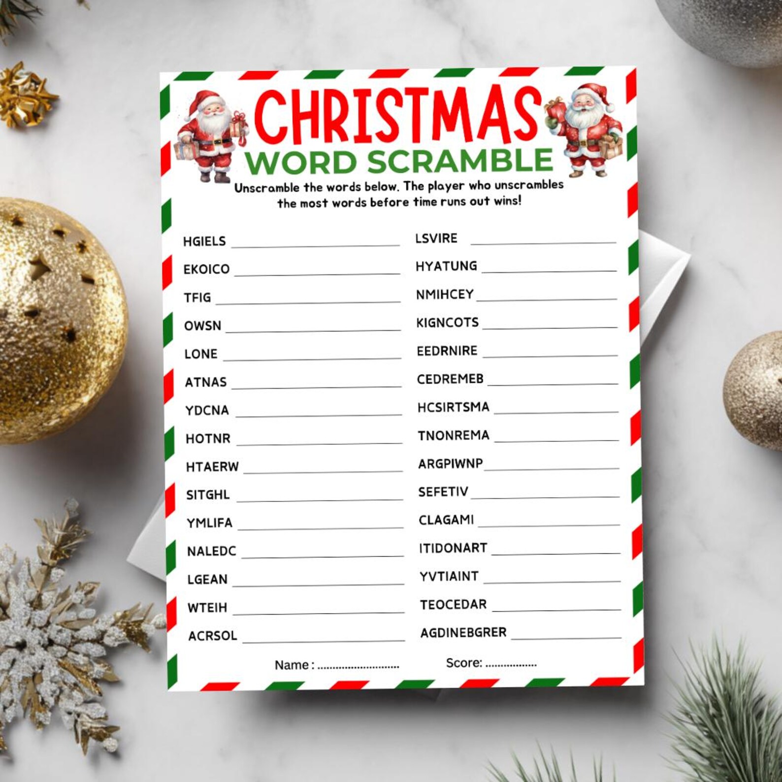 Christmas Word Scramble Game, Printable Christmas Game, Word Unscramble ...
