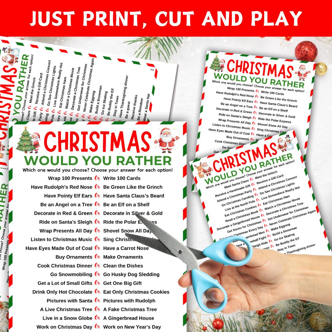 Christmas Would You Rather Game, Family Christmas Game, Christmas Party ...