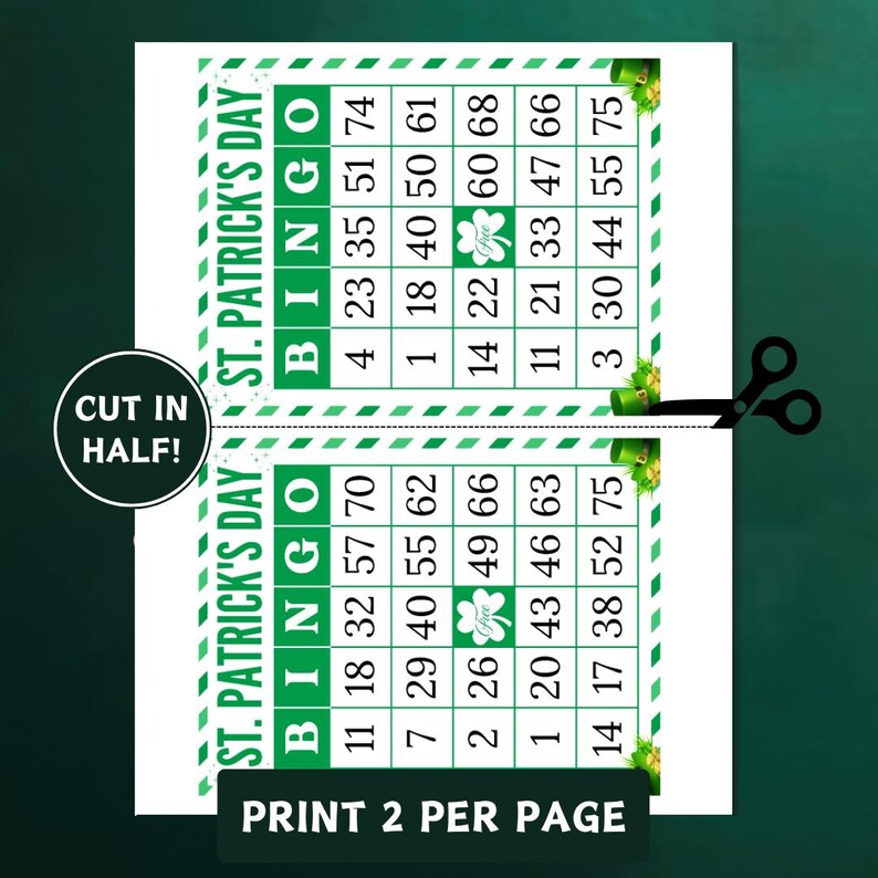 100 St. Patrick's Day Bingo Cards, St Patrick's Day Party Game, St ...