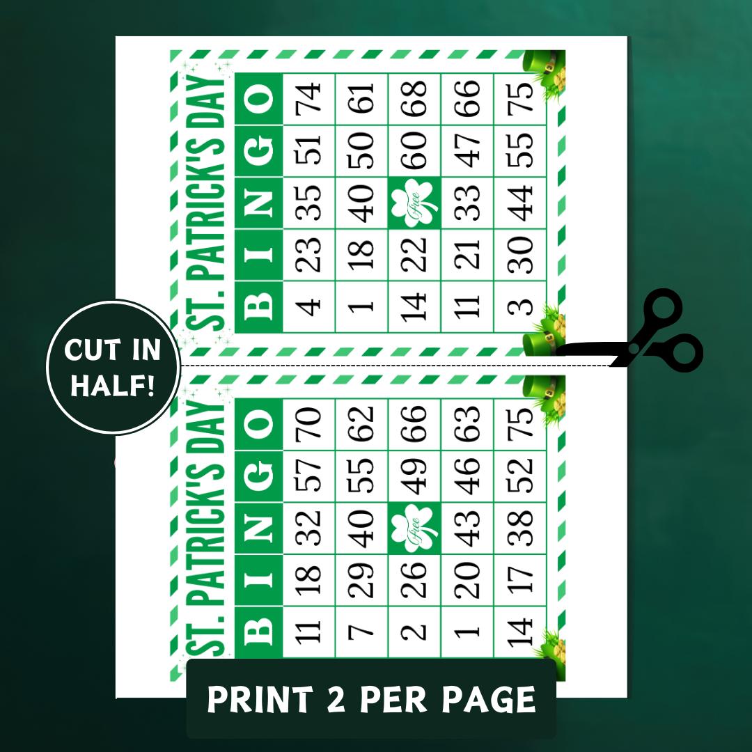 100 St. Patrick's Day Bingo Cards, St Patrick's Day Party Game, St ...