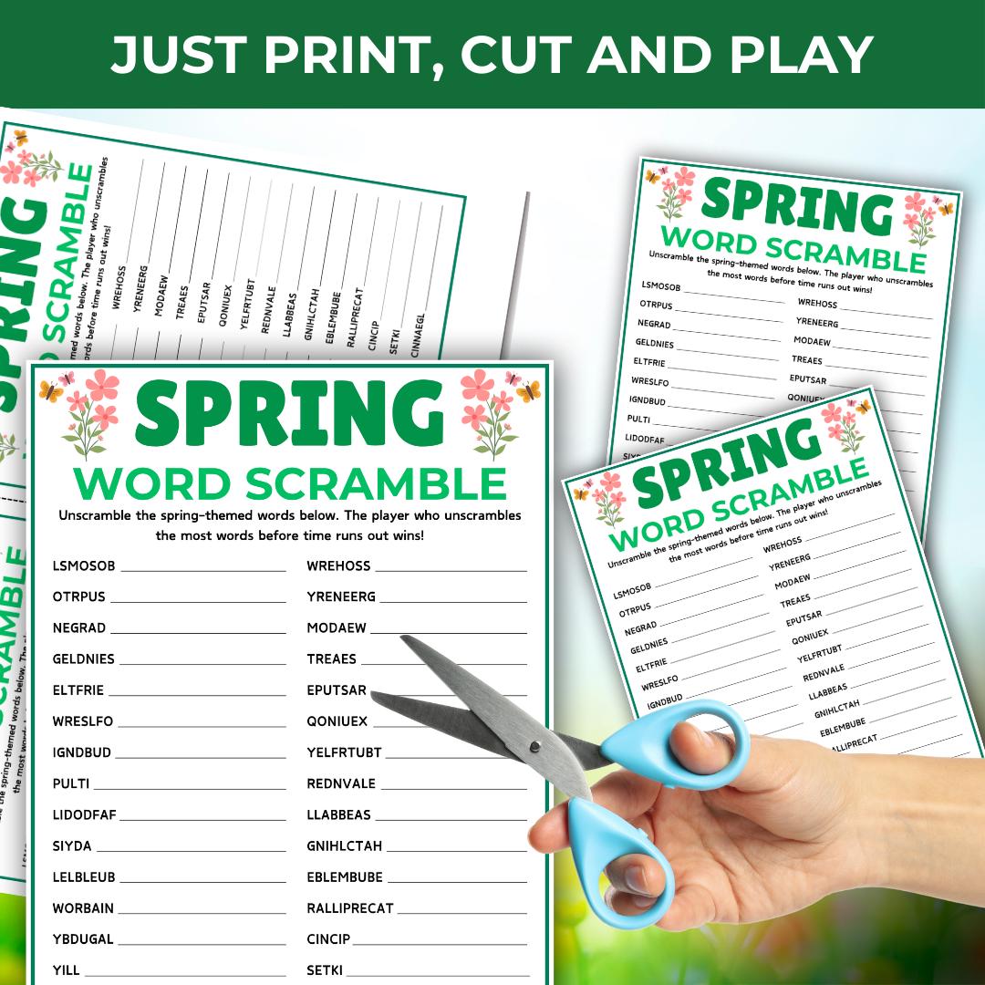 Spring Word Scramble Game, Printable Spring Games, Activity Word Game ...