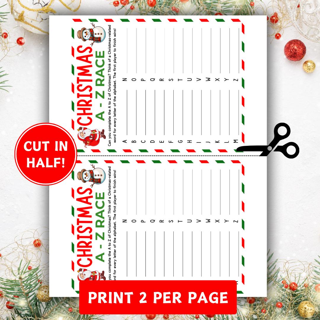 Christmas A-Z Word Race Game, Christmas Party Games, Xmas Family Game ...