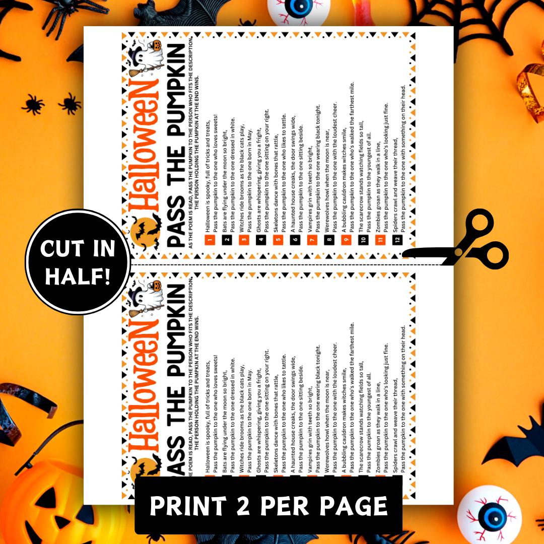 Pass the Pumpkin Game, Printable Halloween Party Activity for Kids ...