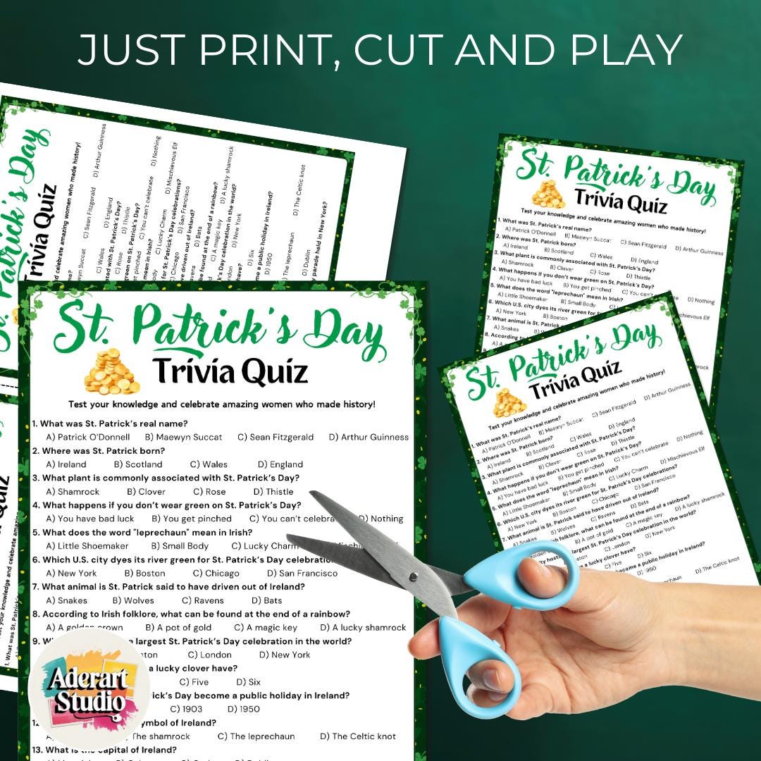 St. Patrick's Day Trivia Game, St Patrick's Day Quiz, Fun St. Paddy's ...