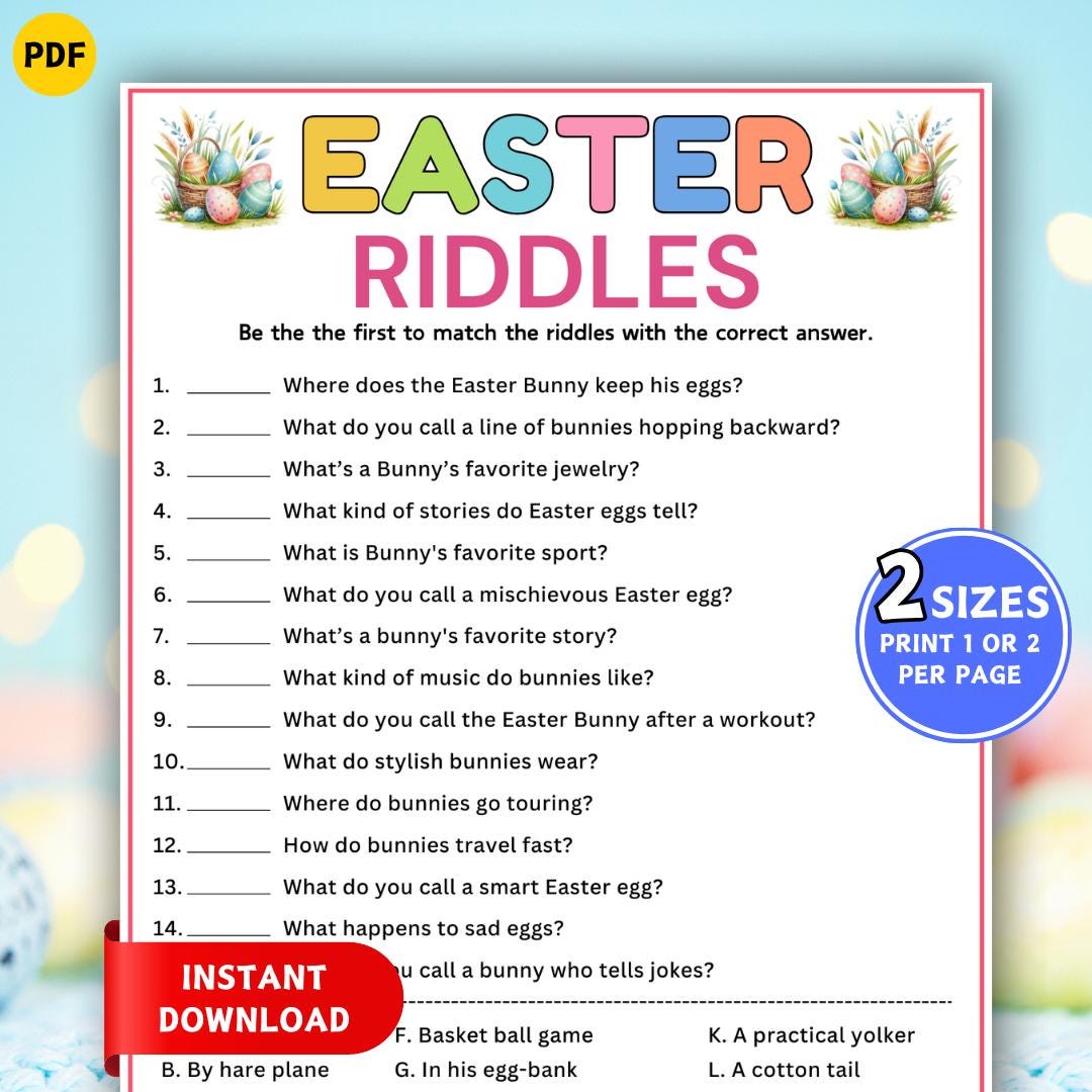 Easter Riddles Game With Answers, Printable Easter Games, Guess the ...