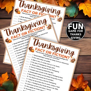 Thanksgiving Fact or Fiction Game, Thanksgiving Printable Games ...