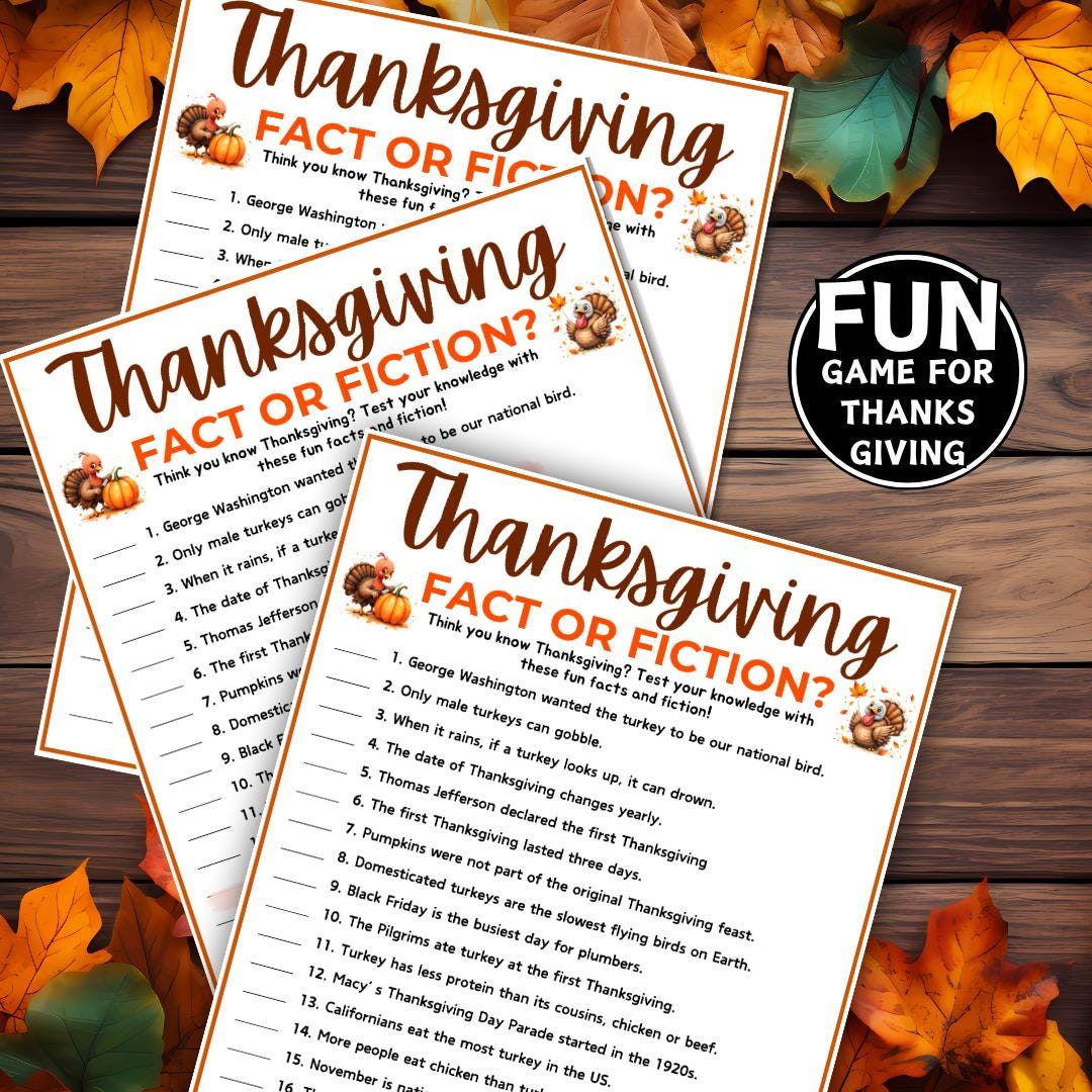 Thanksgiving Fact or Fiction Game, Thanksgiving Printable Games ...