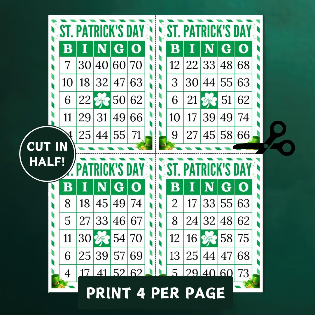 100 St. Patrick's Day Bingo Cards, St Patrick's Day Party Game, St ...