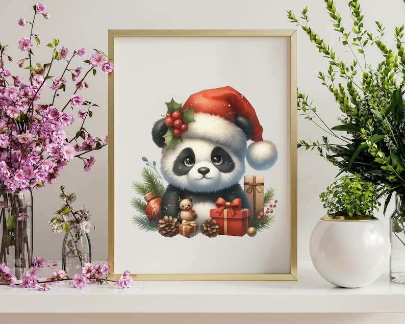 Watercolor Christmas Panda Clipart Bundle, Panda Christmas Illustration ...