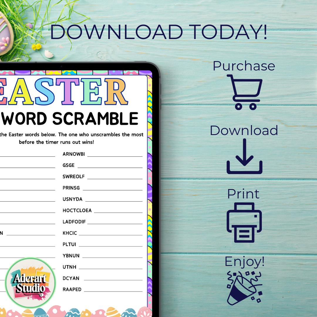 Easter Word Scramble Game, Printable Easter Game, Fun Activity Word ...