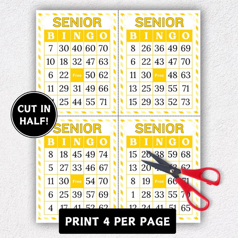 30 Printable Bingo Cards | 1, 2 and 4 per Page, Games for Senior ...