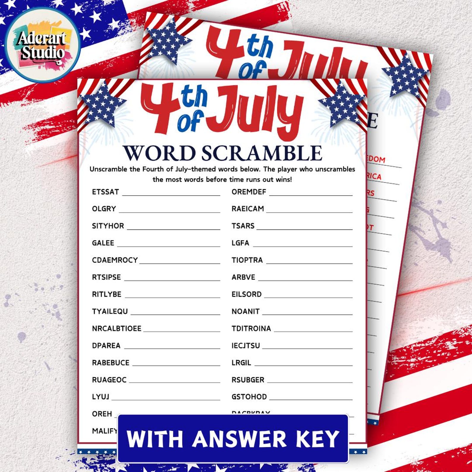 4th of July Word Scramble Game, Printable Independence Day Party Games ...