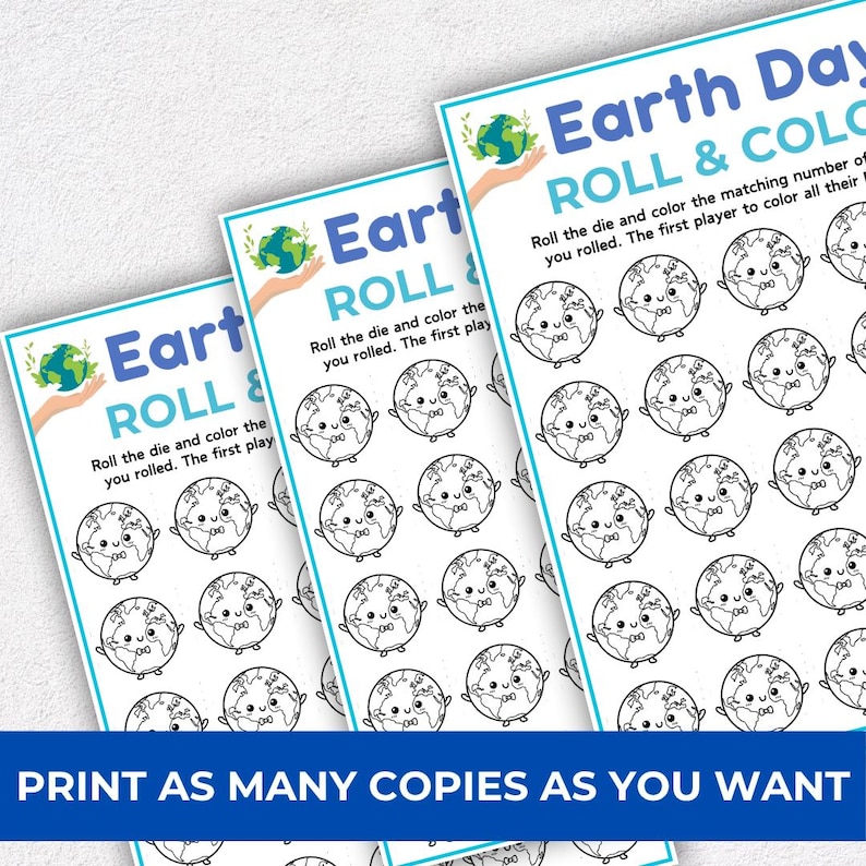 Printable Earth Day Roll and Color Game, Toddler and Preschool Dice ...