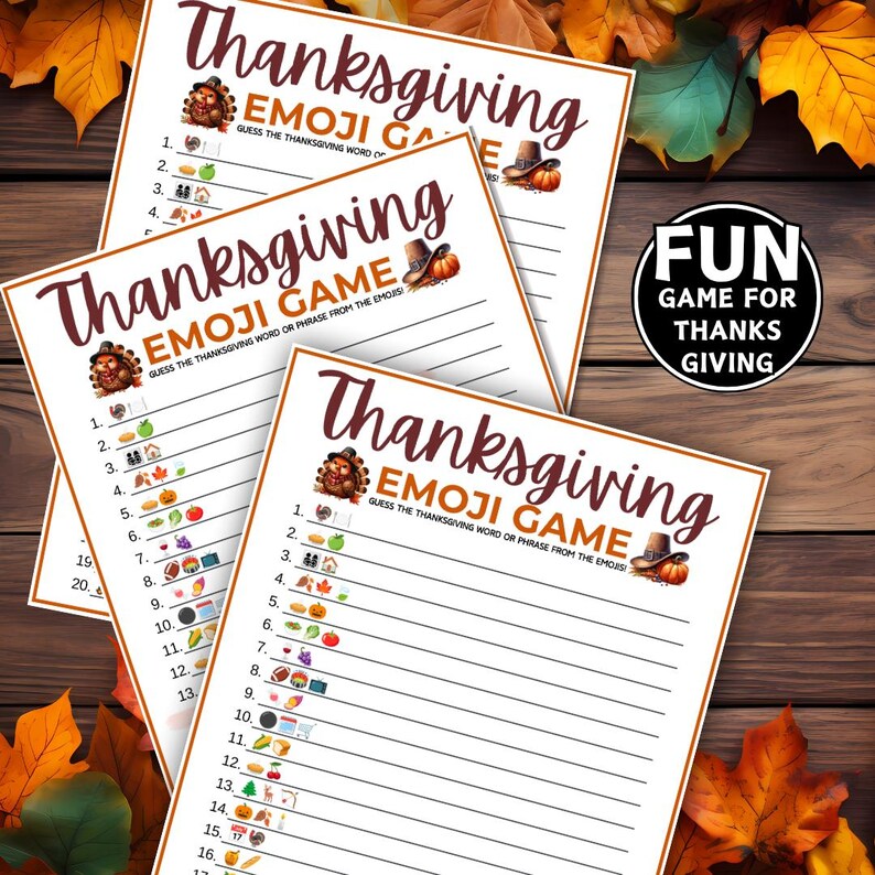 Thanksgiving Emoji Game, Thanksgiving Party Game, Friendsgiving Games ...
