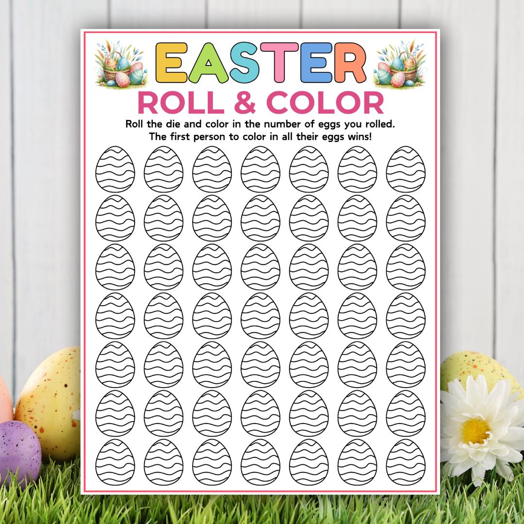 Printable Easter Roll and Color Game, Easter Party Game, Easter Dice ...