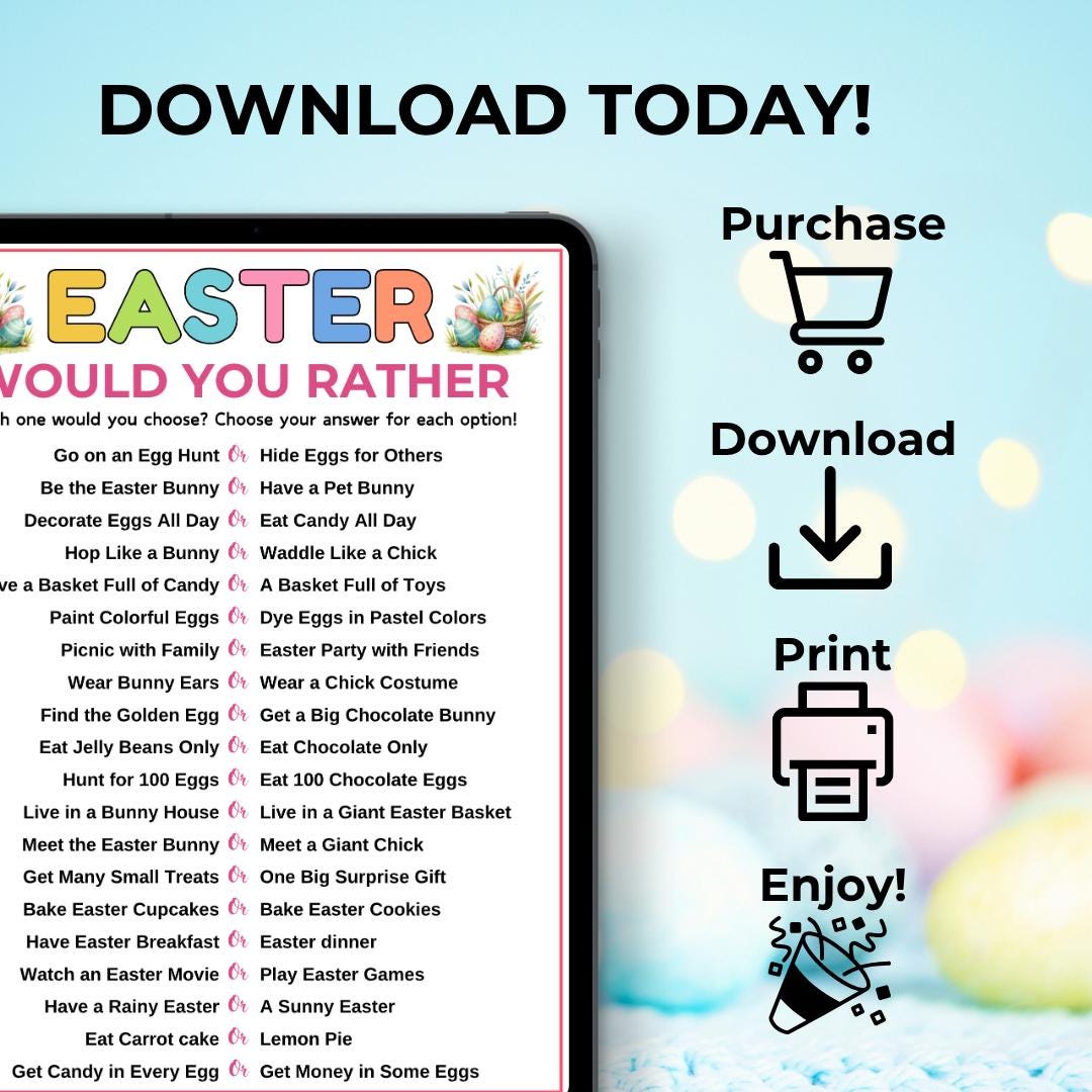 Easter Would You Rather Game, Family Easter Game, Printable Easter ...