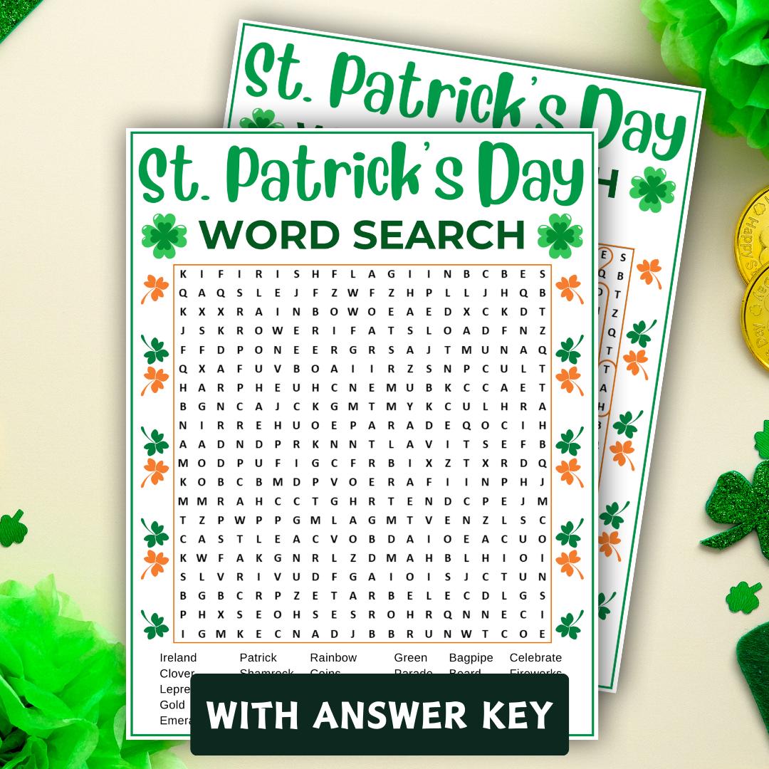 St. Patrick's Day Word Search Game, Printable St Patricks Day Games, St ...