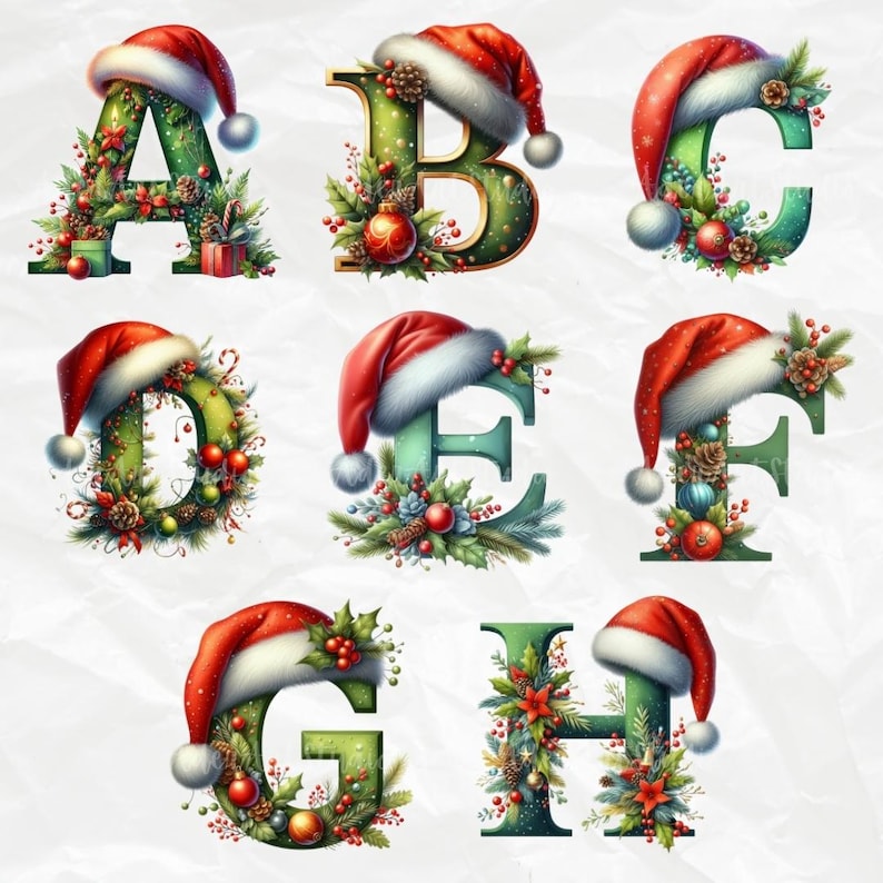 Christmas Alphabet and Numbers Clipart, Christmas Letters, Christmas ...