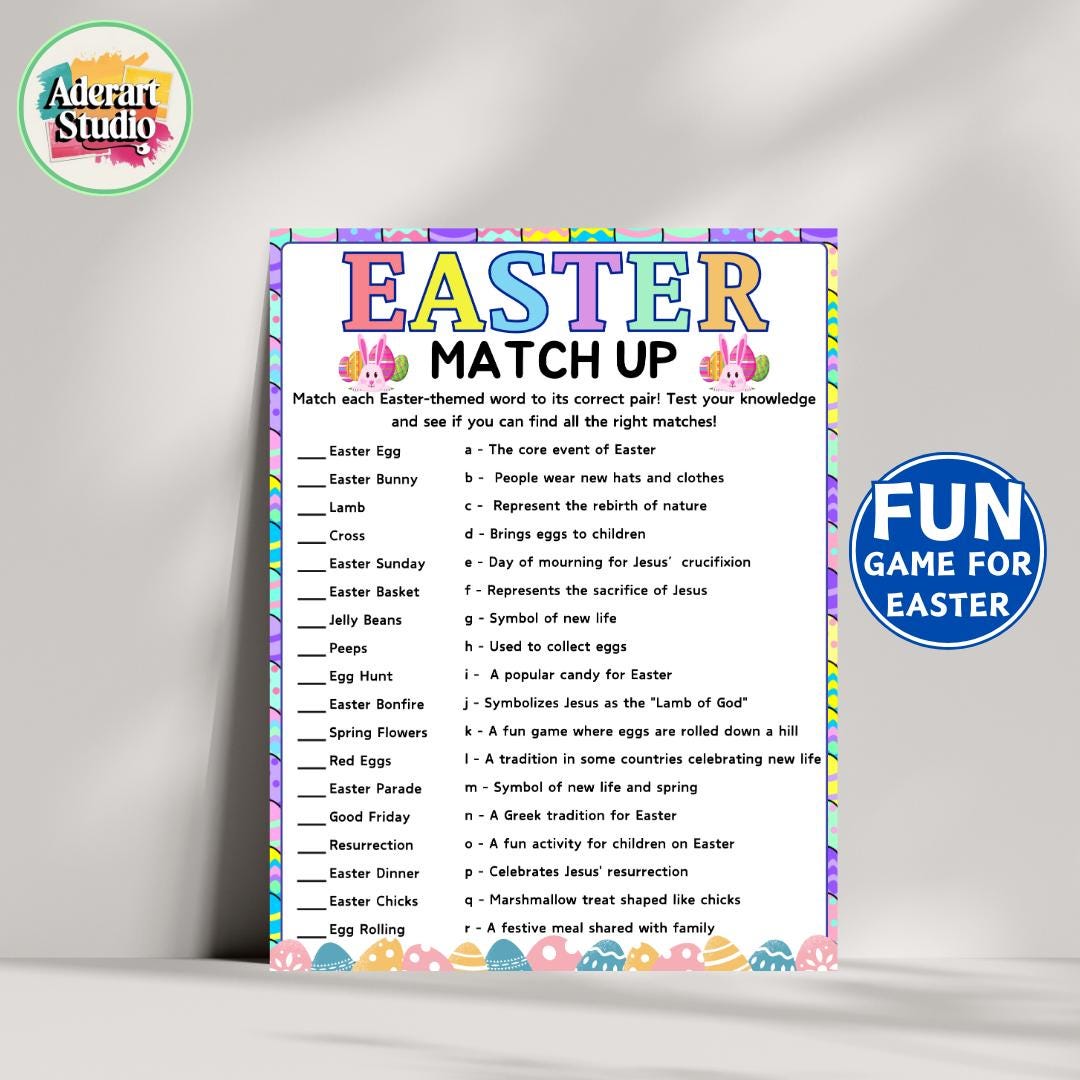 Easter Match up Game, Printable Easter Games, Easter Quiz, Easter Party ...