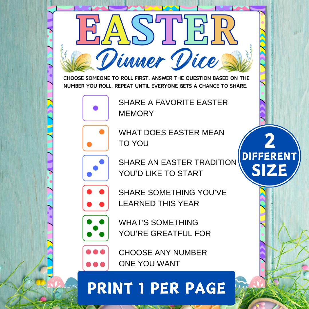 Printable Easter Dinner Dice Game, Fun Easter Party Game, Easter ...