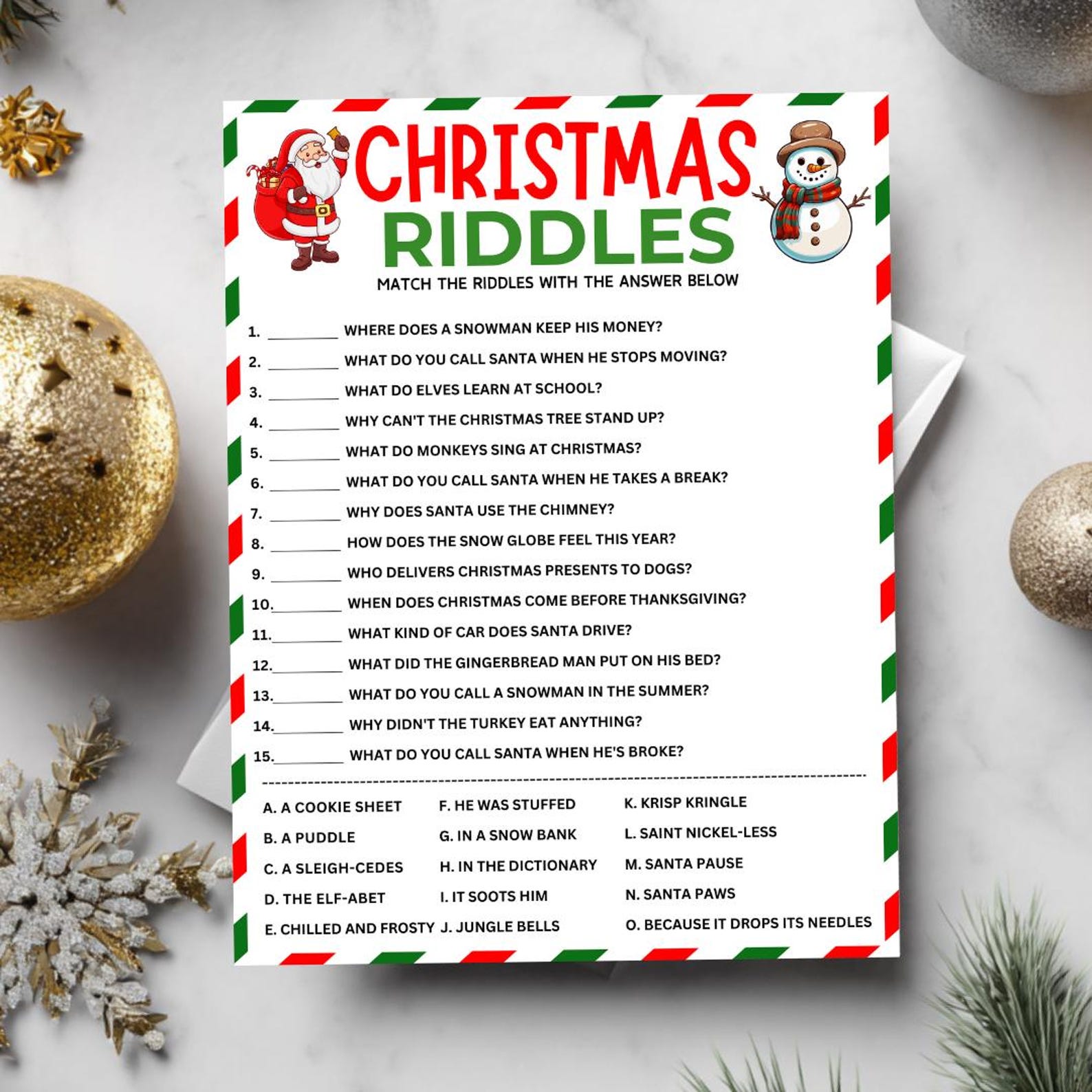 Christmas Riddles Game, Printable Christmas Games, Kids Christmas ...