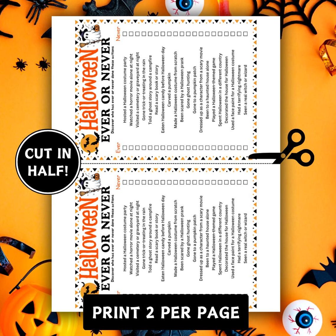 Halloween Ever or Never Game, Halloween Party Games, Never Have I Ever ...