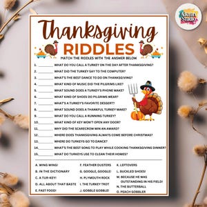 Thanksgiving Riddles Game With Answers, Printable Thanksgiving Game for ...