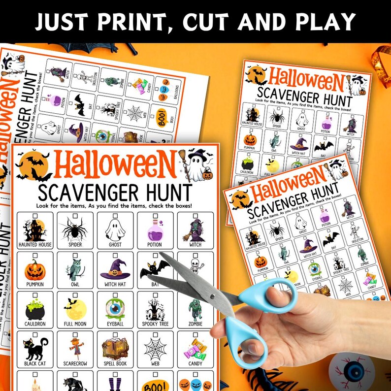 Halloween Scavenger Hunt, Printable Scavenger Hunt for Kids, Indoor ...