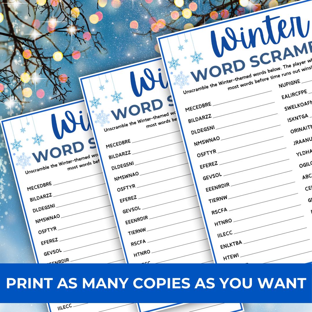 Winter Word Scramble Game, Printable Winter Game, Fun Activity Word ...
