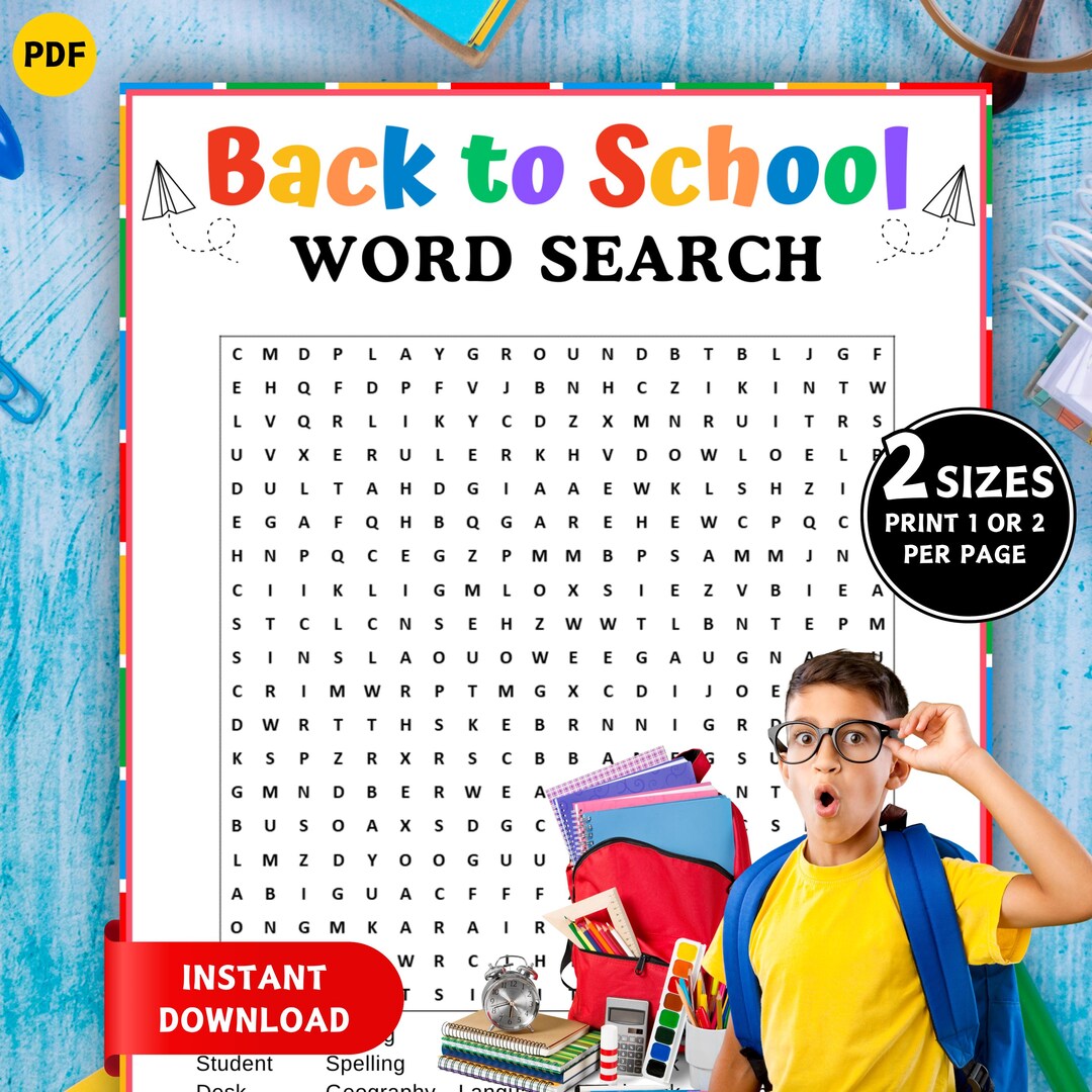 Back to School Word Search Game, First Day of School Activity ...