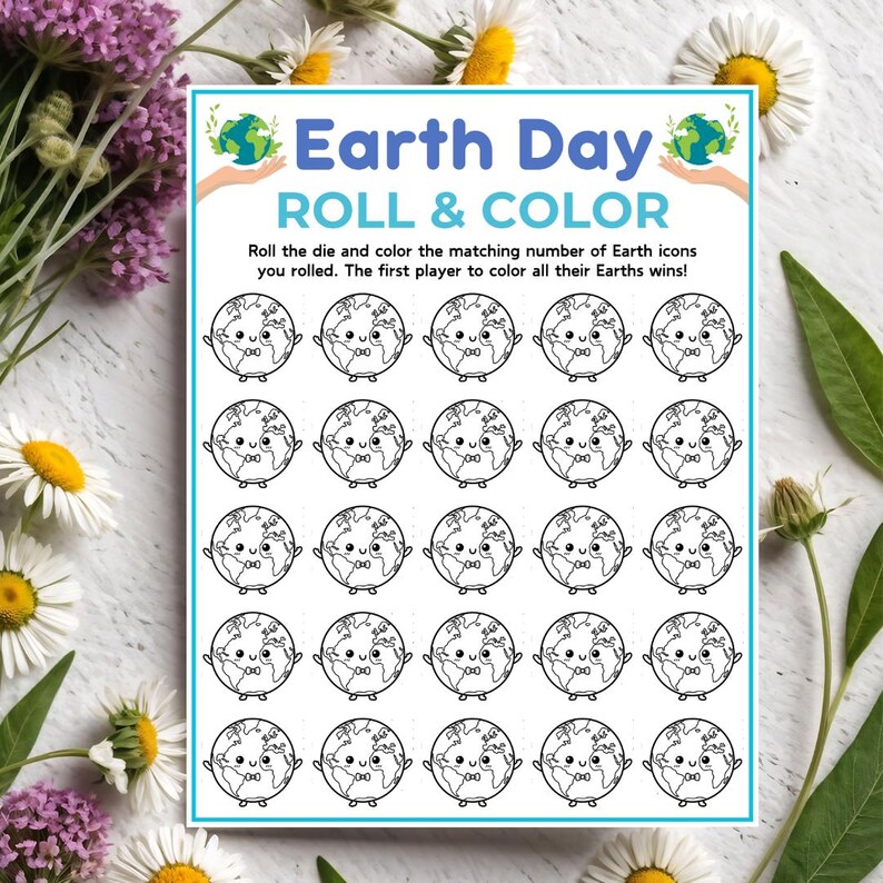 Printable Earth Day Roll and Color Game, Toddler and Preschool Dice ...