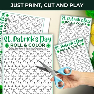 Printable St Patricks Day Roll and Color Game, St Patrick's Party Game ...