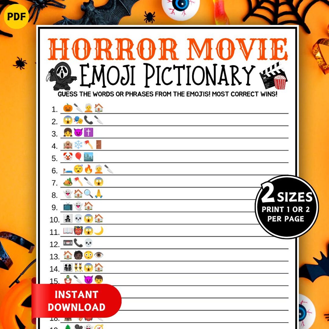 Halloween Emoji Games, Horror Movie Emoji Game, Fun Halloween Party ...