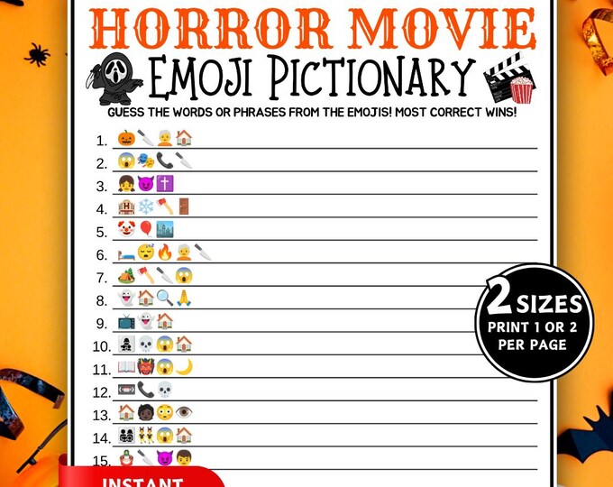 Halloween Emoji Games, Horror Movie Emoji Game, Fun Halloween Party ...