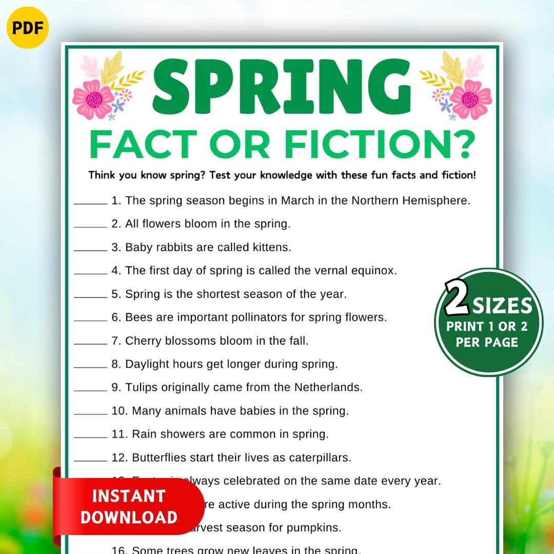 Spring Fact or Fiction Game, Printable Spring Game, Spring Fact Quiz ...