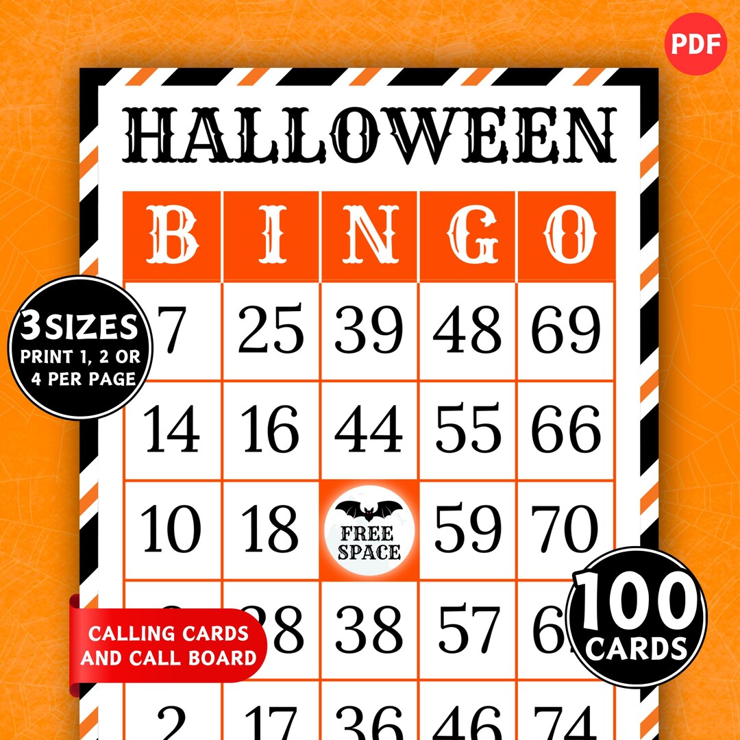 100 Halloween Bingo Cards, Halloween Party Game, Halloween Bingo ...