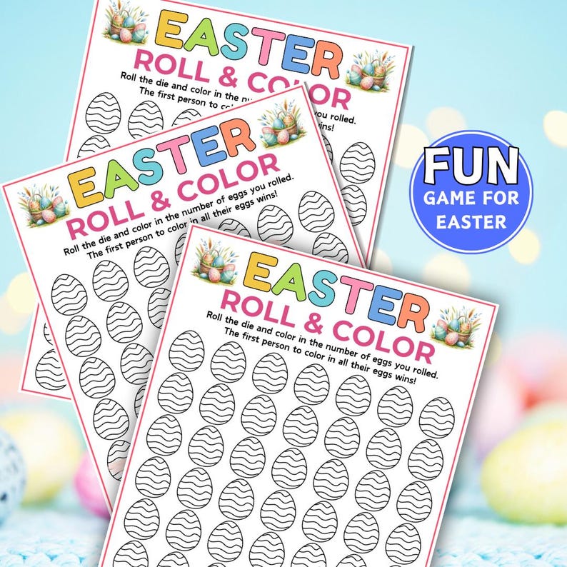 Printable Easter Roll and Color Game, Easter Party Game, Easter Dice ...