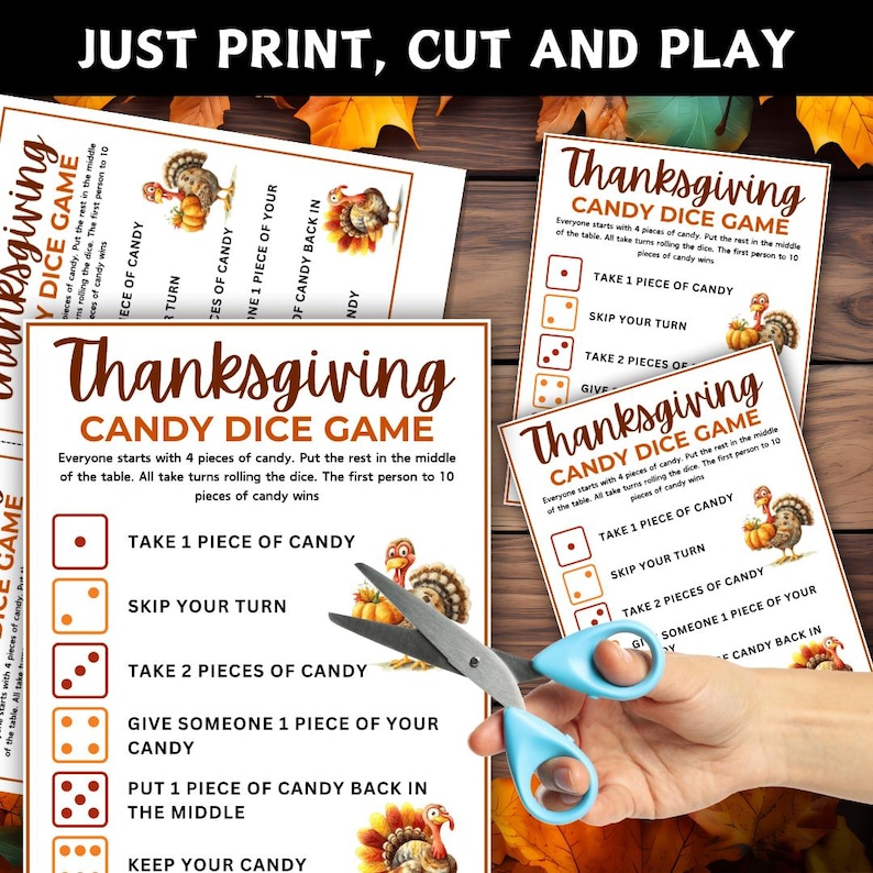 Thanksgiving Candy Dice Game, Printable Thanksgiving Games, Candy ...