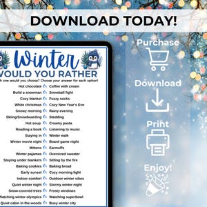 Winter Would You Rather Game, Family Holiday Game, Winter Party Game ...