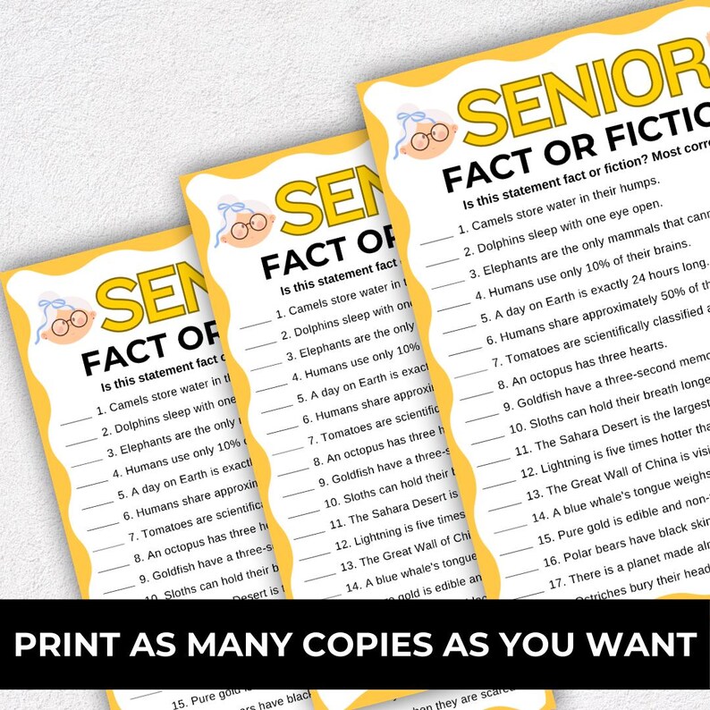 Fact or Fiction Game, Games for Senior Citizens, Elderly Games, Seniors ...